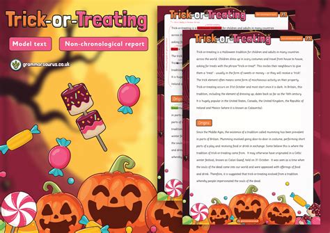 Year 6 Model Text Non Chronological Report Halloween Grammarsaurus