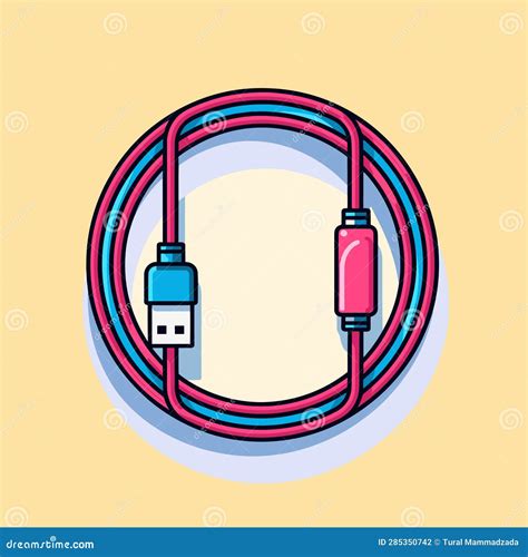 Vector Of A Colorful Cable Connected To A Device With Red And Blue