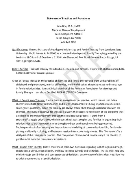 Fillable Online Statement Of Practices And Procedures LPC Board Fax Email Print PdfFiller