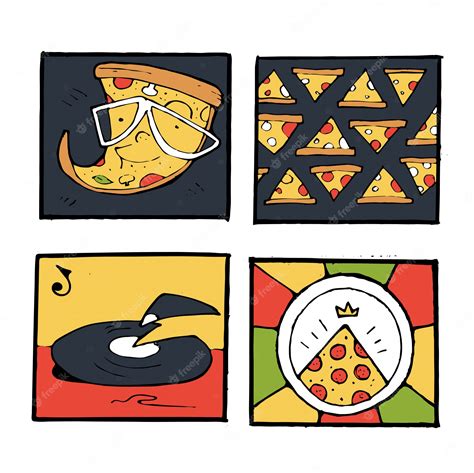 Iconos De Pizza Vector Premium