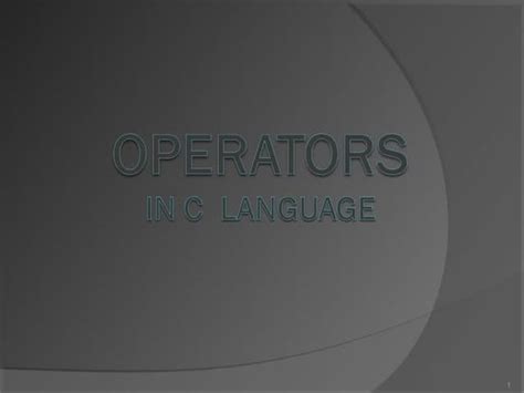 Operator In C Programming Pptx Programming Languages Computing