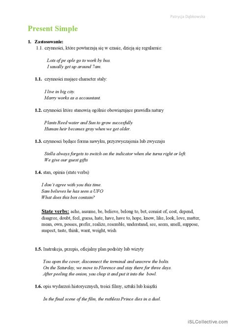 Present Simple Notes For Polish Spe Français Fle Fiches Pedagogiques Present Simple Notes For Polish Spe Français Fle Fiches Pedagogiques