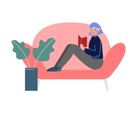 Menina Sentada No Sof E Lendo Um Livro Mulher Estudante Universit Ria