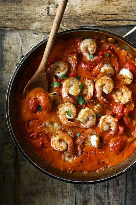 Spicy Shrimp Pasta In Tomato Cream Sauce Serving Dumplings