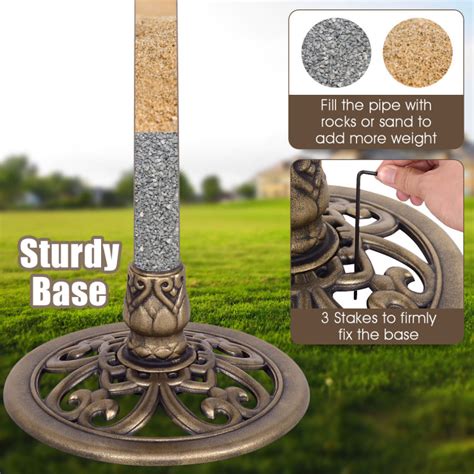 Antique Gold Freestanding Pedestal Bird Bath Feeder Costway