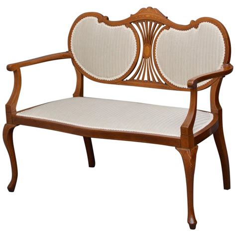 French Art Deco Period Mahogany Sofa Settee With Lemonwood And Sycamore