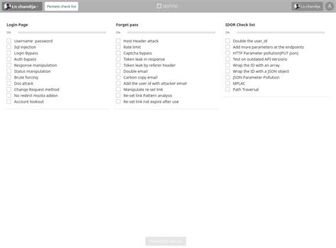 Pentest Check List Start Me