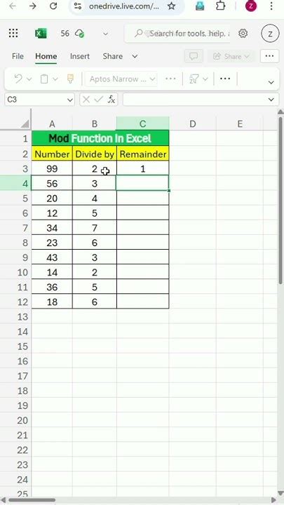mod formula in excel excel formula mod function excel world youtube