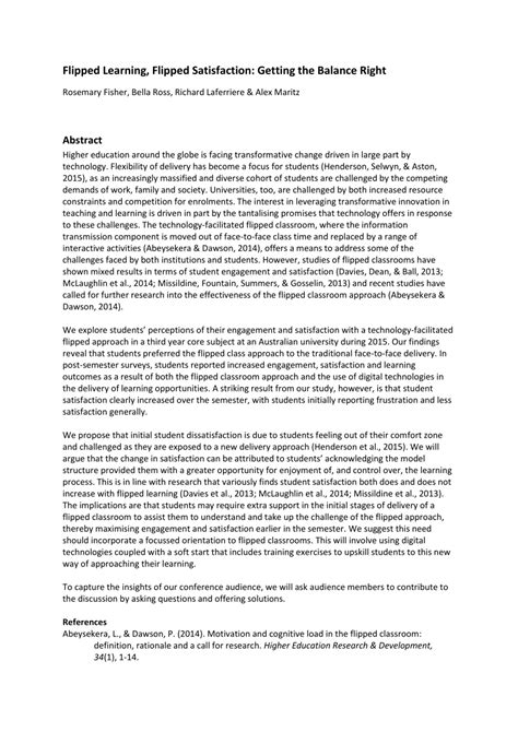 Pdf Flipped Learning Flipped Satisfaction Getting The Balance Right
