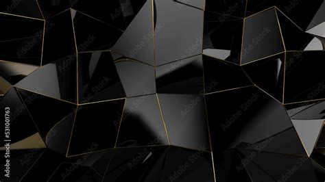 Abstract Black Geometric Bumpy Surface With Kinks From Glossy Blocks Abstract Black Geometric Bumpy Surface With Kinks From Glossy Blocks