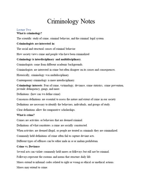 Criminology Notes Pdf Crime And Violence Crimes