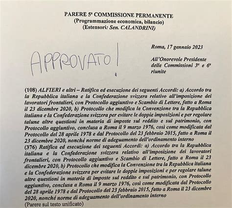 Ratificato Accordo Fiscale Italia Svizzera Grande Risultato Per