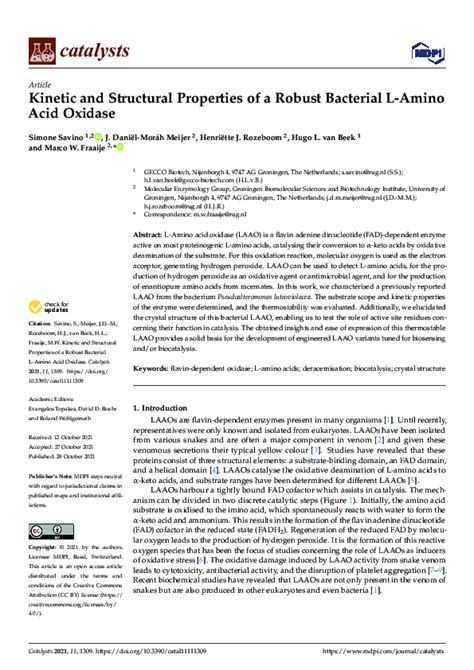 Pdf Kinetic And Structural Properties Of A Robust Bacterial L Amino