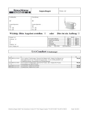 Ausfüllbar Online Uri Comfort Urinabsauger rehanormde Fax Email