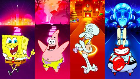 Spongebob Vs Patrick Star Vs Squidward Vs Mr Krabs Tiles Hop Edm