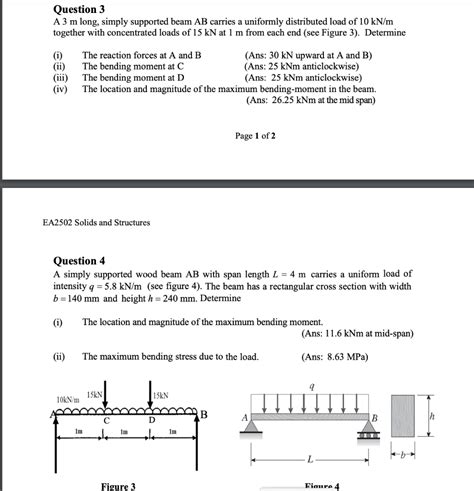 Solved Question 3 A 3 M Long Simply Supported Beam Ab