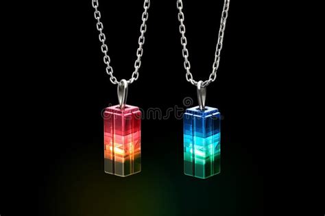 Two Colorful Cube Shaped Necklaces Are Shown On A Black Background