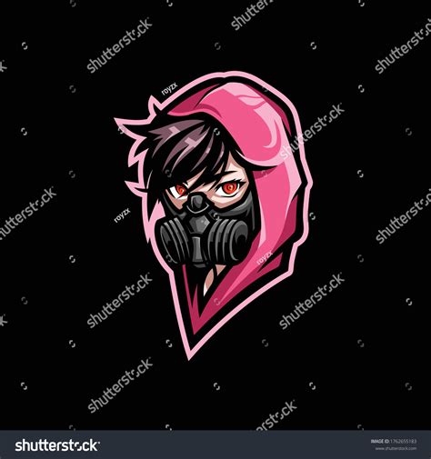 Girls Mask Mascot Gaming Esport Logo เวกเตอร์สต็อก ปลอดค่าลิขสิทธิ์