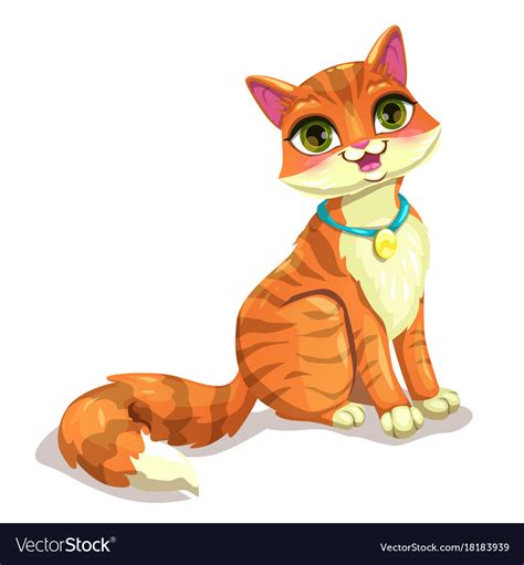 Cute Sitting Striped Ginger Cat Royalty Free Vector Image