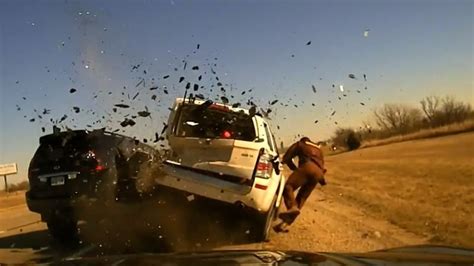 Dashcam Captures Highway Crash Involving Oklahoma Trooper R