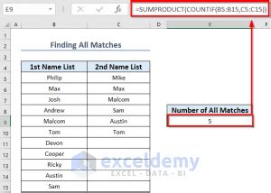 How To Count Matches In Two Columns In Excel Easy Ways