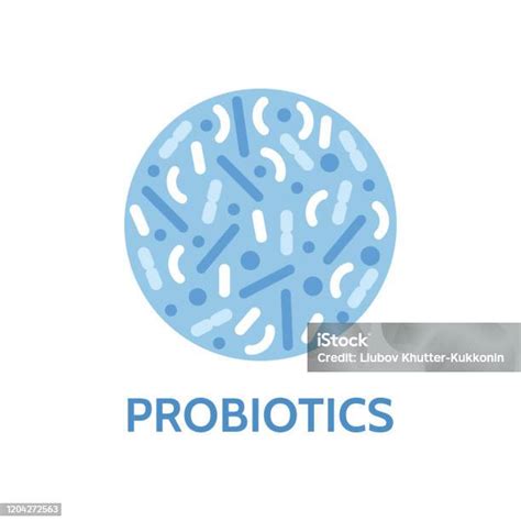 프로바이오틱스 박테리아 로고 프리바이오틱 락토바실러스 아이콘 젖산 프리바이오틱 건강한 식물 치료 건강한 영양 성분 인간의 건강에 좋은 박테리아와 미생물 벡터 일러스트레이션