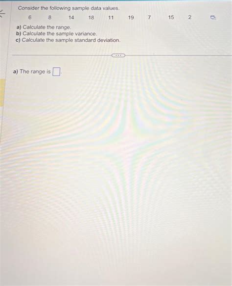 Solved Consider The Following Sample Data Values