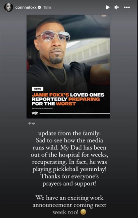 Jamie Foxx Out Of Hospital Recuperating Corinne Foxx Ssays