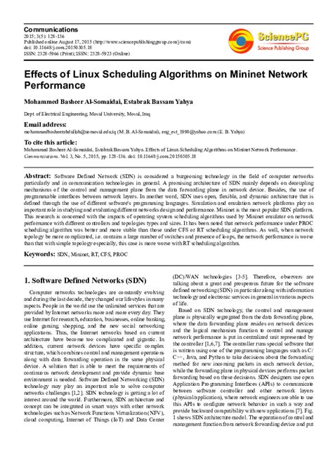 pdf effects of linux scheduling algorithms on mininet network performance