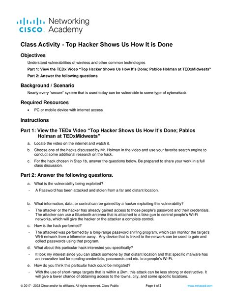1 0 6 Activity Top Hacker Shows Us How It Is Done © 2017 2023 Cisco And Or Its Affiliates