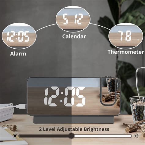 Projection Alarm Clock Digital Alarm Clock With 180°rotatable Project