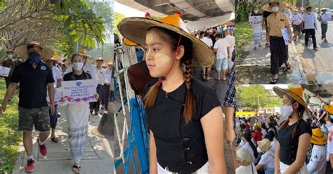 သနပ်ခါးလိမ်းပြီး အနုပညာရှင်မောင်နှမတွေနဲ့အတူ လူထုလှုပ်ရှားမှုတွေမှာ တက်တက်ကြွကြွပါဝင်အားဖြည့