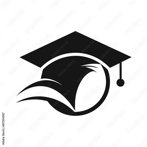 Degree Logo With Convocation Hat In Black Simple Minimalist Stock