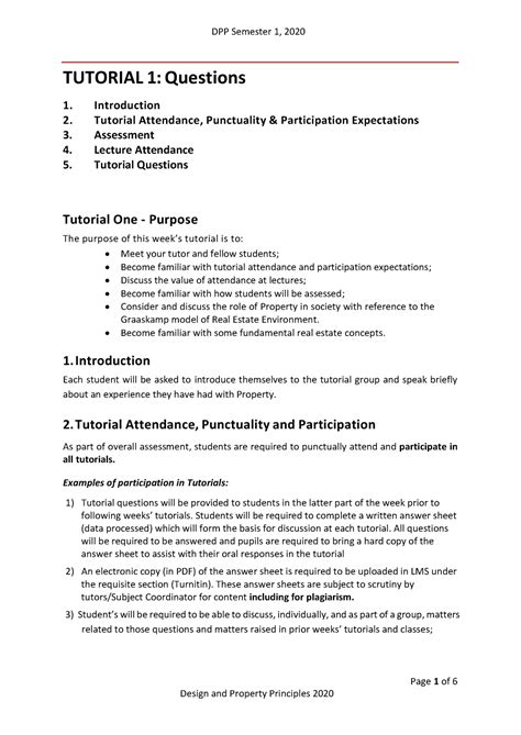 Dpp Tute 1 Questions 2020 Final Warning Tt Undefined Function 32 Page 1 Of 6 Tutorial 1