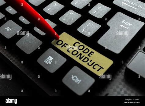 Text Sign Showing Code Of Conduct Word For Set Of Principles Are