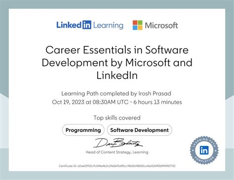Irosh Prasad On Linkedin Certificate Of Completion