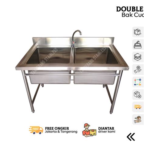 Jual Double Bowl Sink Stainless Bak Cuci Piring Restoran Kab