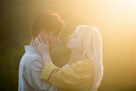 Sensual Lovers Hugging And Kissing At Sunset Couple In Love Sensual