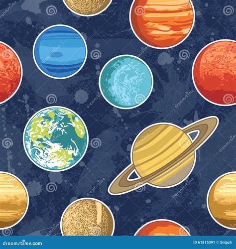 Seamless Pattern With Solar System Planets Stock Vector Illustration