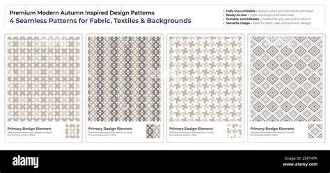 Premium Modern Autumn Seamless Vector Patterns 4 Trendy Designs For