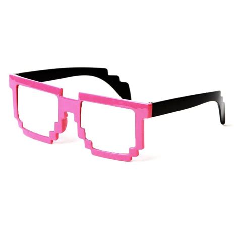Block Glasses 8 Bit Pixel Video Gamer Geek Costume Party Pink 51