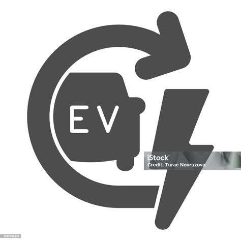 전기차 솔리드 아이콘 전기자동차 컨셉 화살과 번개 기호가 달린 Ev 모바일 컨셉과 웹 디자인을 위한 글리프 스타일의 Ecar 아이콘 을 충전 벡터 그래픽 로고에 대한 스톡