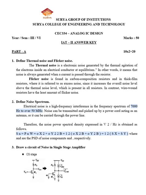 Aic Iat 2 Answer Key Pdf Operational Amplifier Amplifier