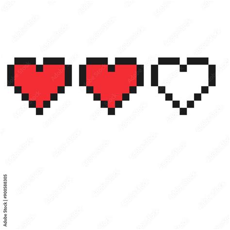 Pixel Art Icons Level And Live Bars In Game Game 8 Bit Ui Level And