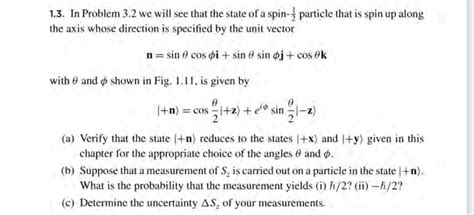solved 1 3 in problem 3 2 we will see that the state of a