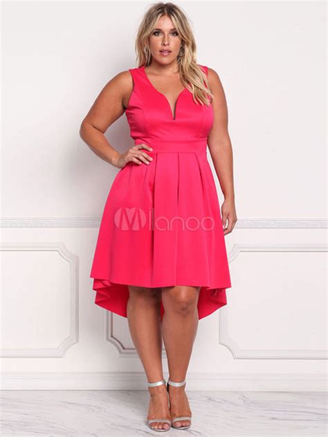 Plus Size Dress Sleeveless V Neck Casual Midi Dress