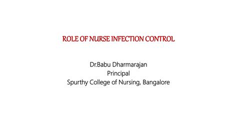 Role Of Nurse Infection Control Pptx