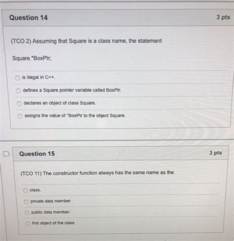 Solved Question Pts TCO Assuming That Square Is A Chegg Com