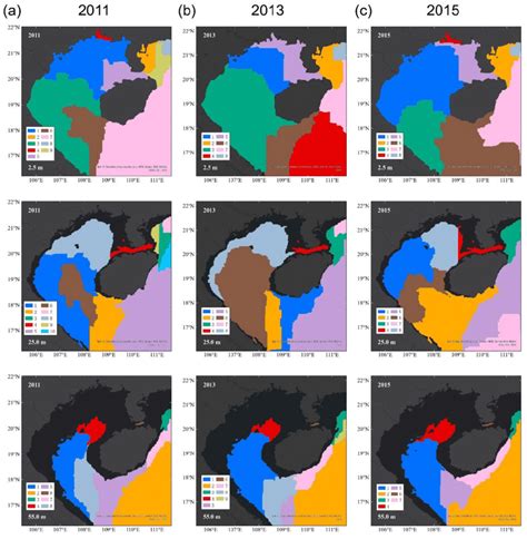 The Regionalization Maps For The Annual Means Of A 2011 B 2013
