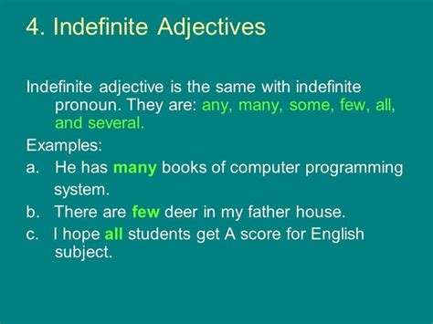 Pin Em Adjectives Indefinite Adjectives